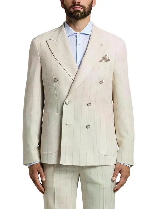 Peserico Double-breasted Striped Blazer - Neutrals