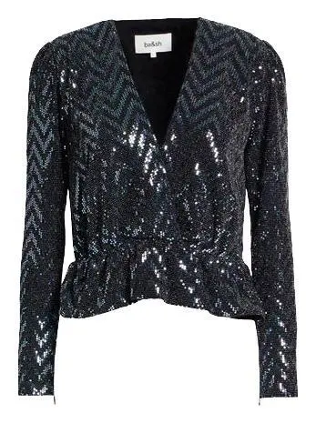 Ba&sh Peplum Metallic Top - Black