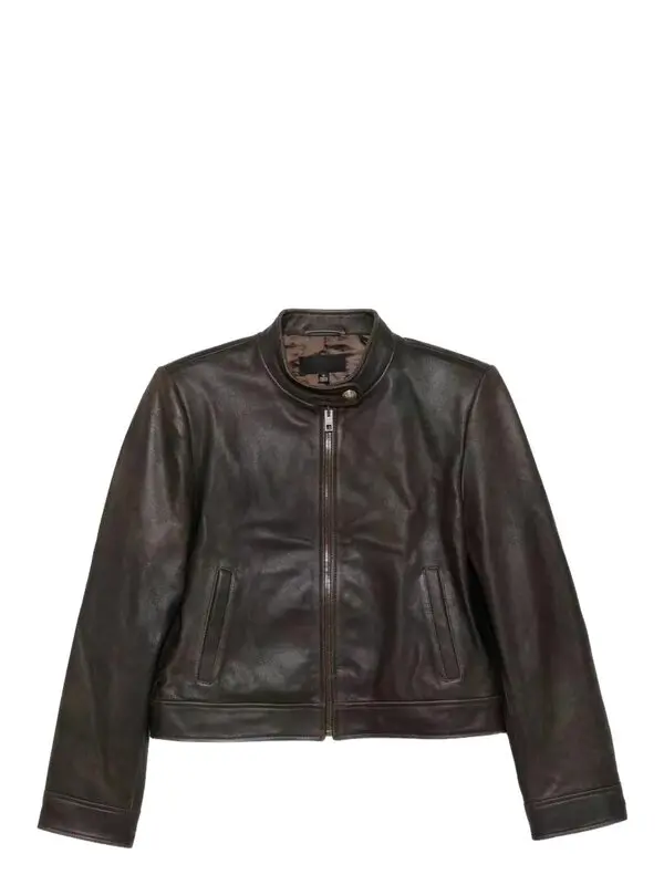 NILI LOTAN Leather Jacket - Brown