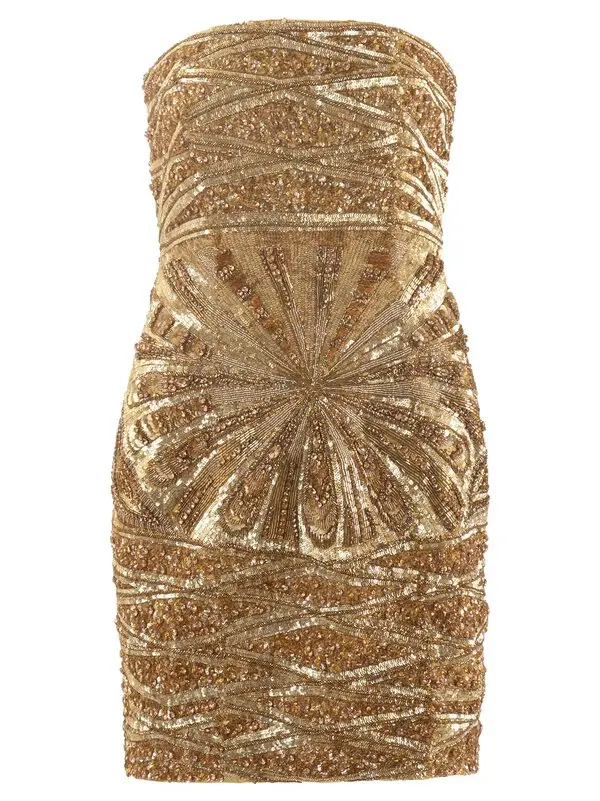 LA FUORI Gilded Geo Garden Mini Dress - Gold