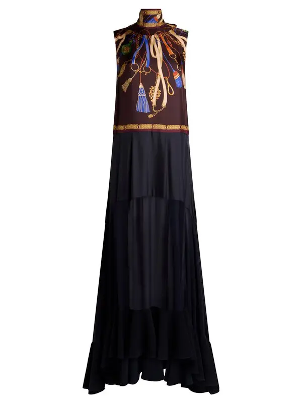 Etro High-neck Silk Maxi Dress - Multi