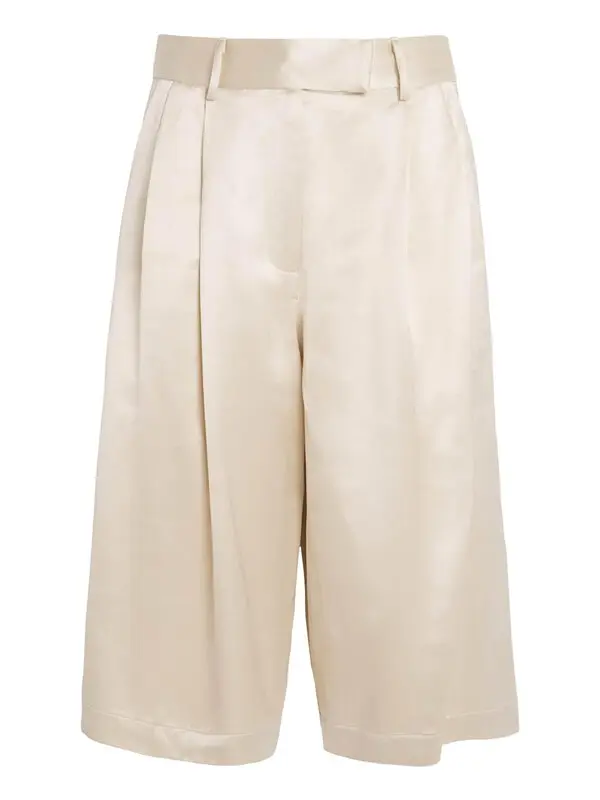 ESSE STUDIOS Satin Finesa Tailored Shorts - Ivory