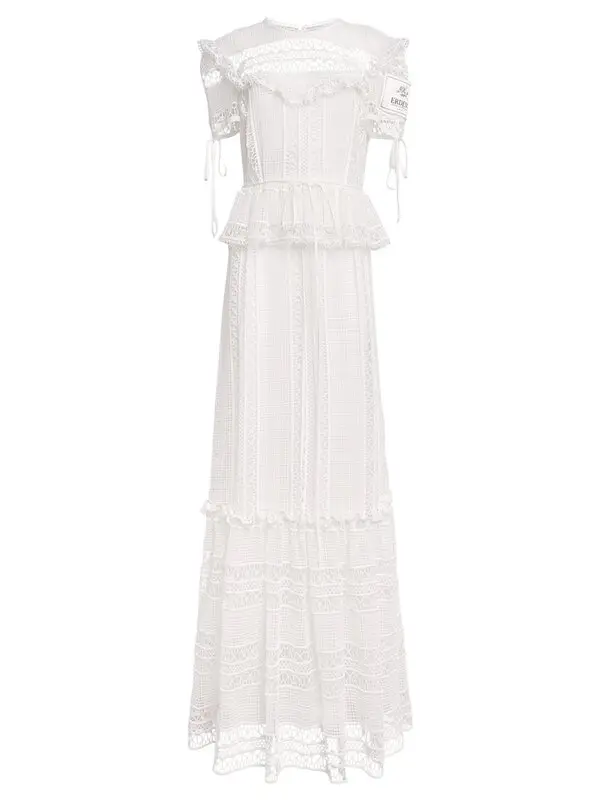 Erdem Cotton Lace Ruffle Gown - Ivory