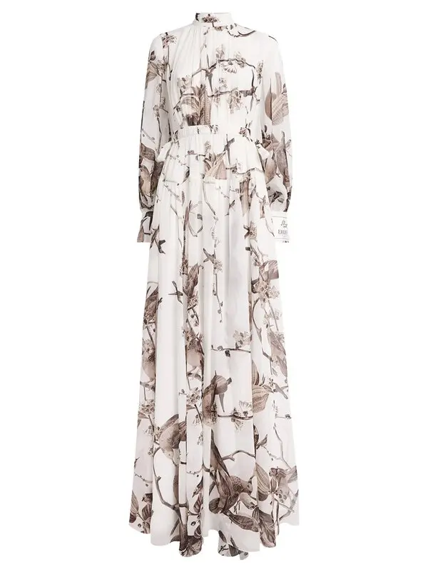 Erdem Silk Voile Printed Gown - White