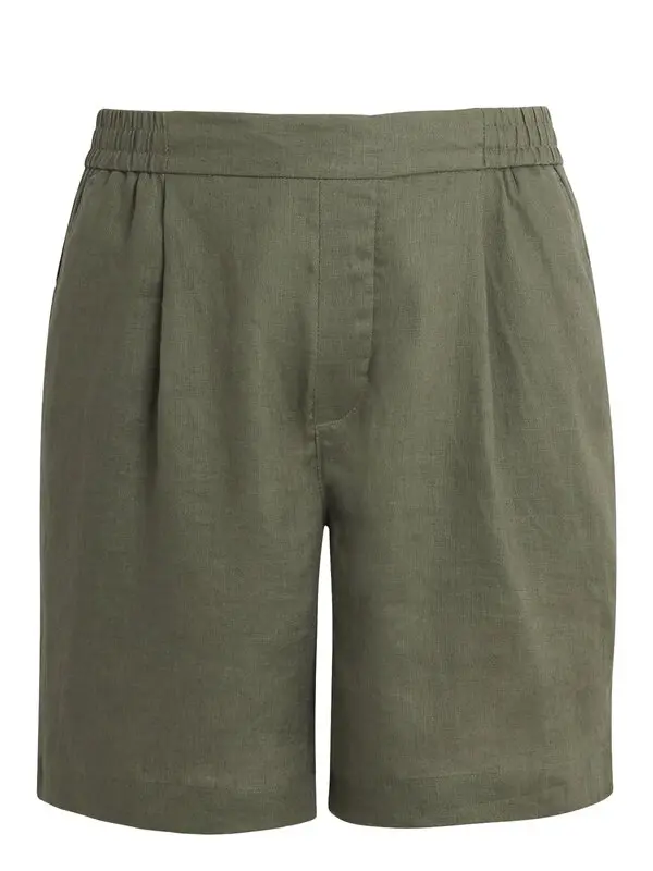 CHE Linen Relaxed Fit Cuffed Shorts - Green
