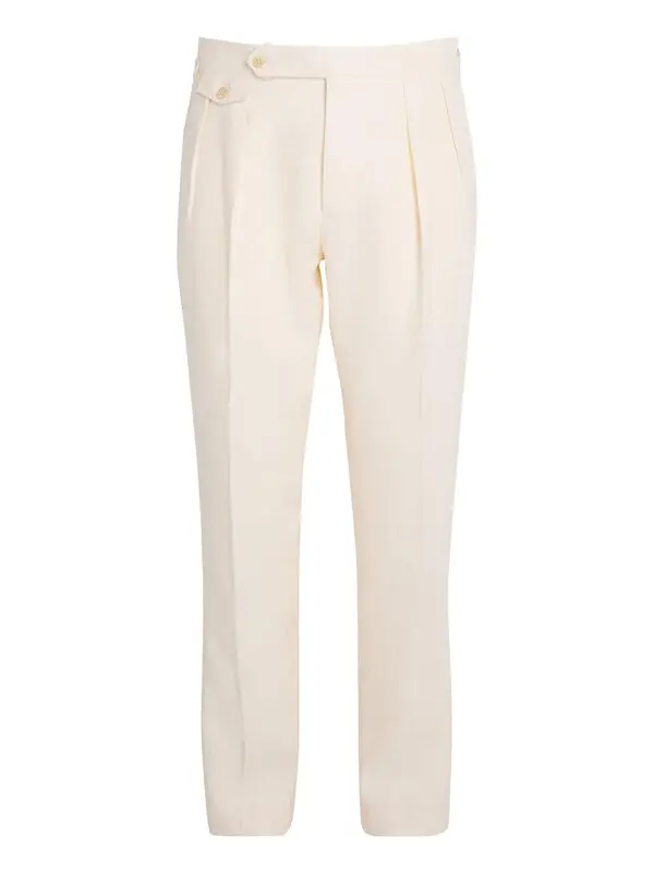 Polo Ralph Lauren Pleated Linen Trousers - Ivory