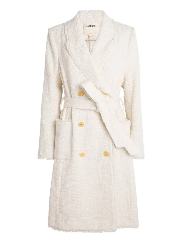 L'Agence Cooper Tweed Overcoat - White