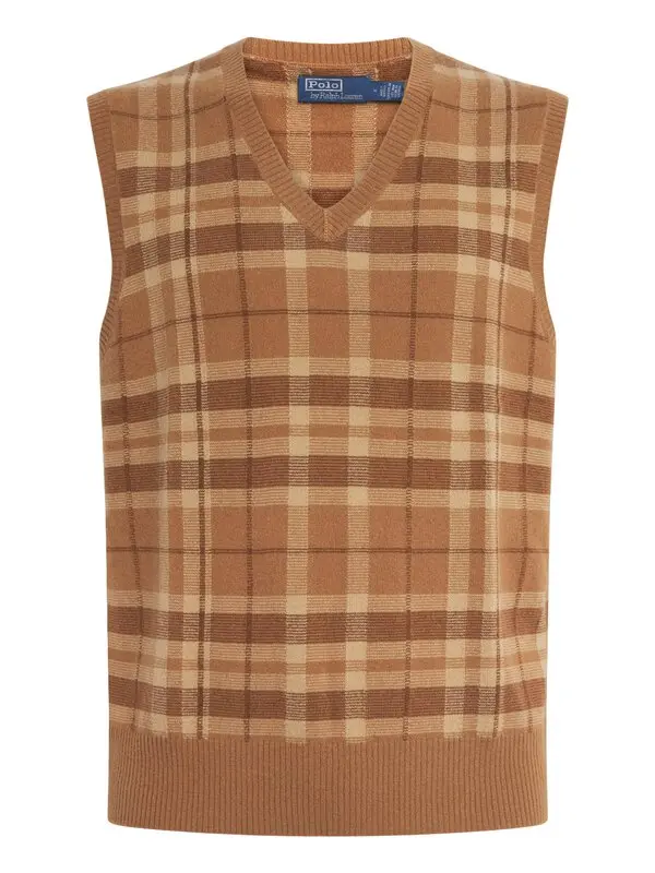 Polo Ralph Lauren Cashmere Check Sweater Vest - Brown