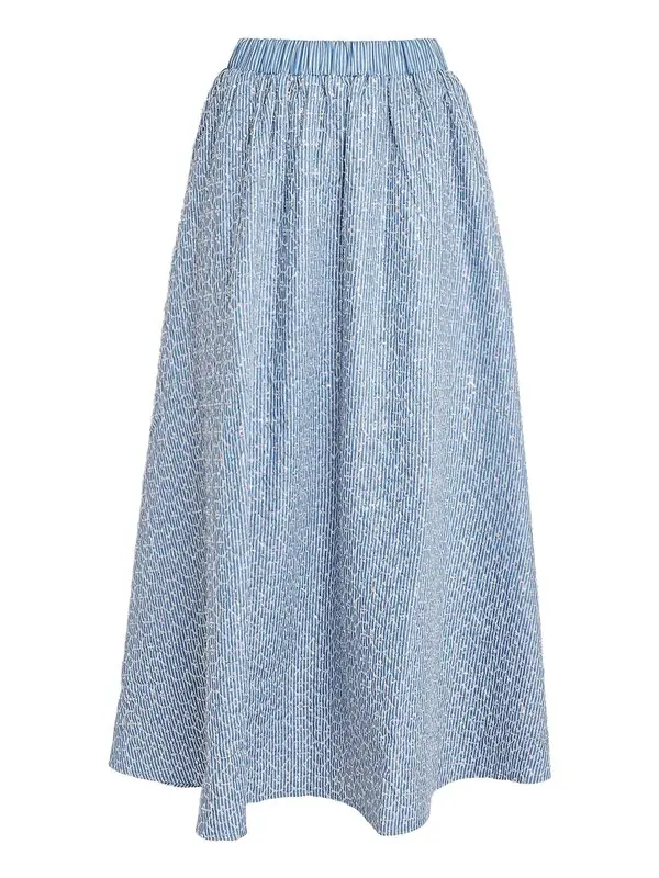 Sandro Striped Sequined Maxi Skirt - Blue