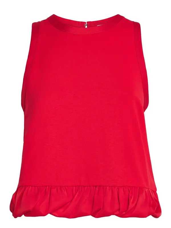 Sandro Cotton Ruffled Tank Top - Red