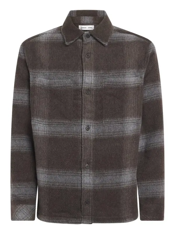 SAMSOE SAMSOE Melange Flannel Overshirt - Brown