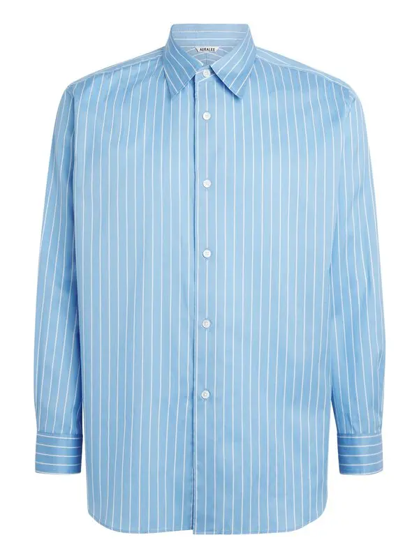 Auralee Cotton-silk Stripe Shirt - Blue
