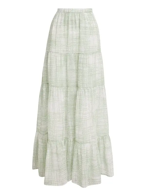 Kiton Silk Printed Midi Skirt - Green