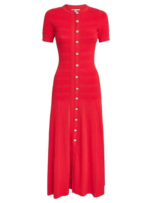 Sandro Knitted Midi Dress - Red