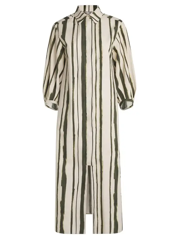 Max Mara Cotton Stripe Shirt Dress - Green