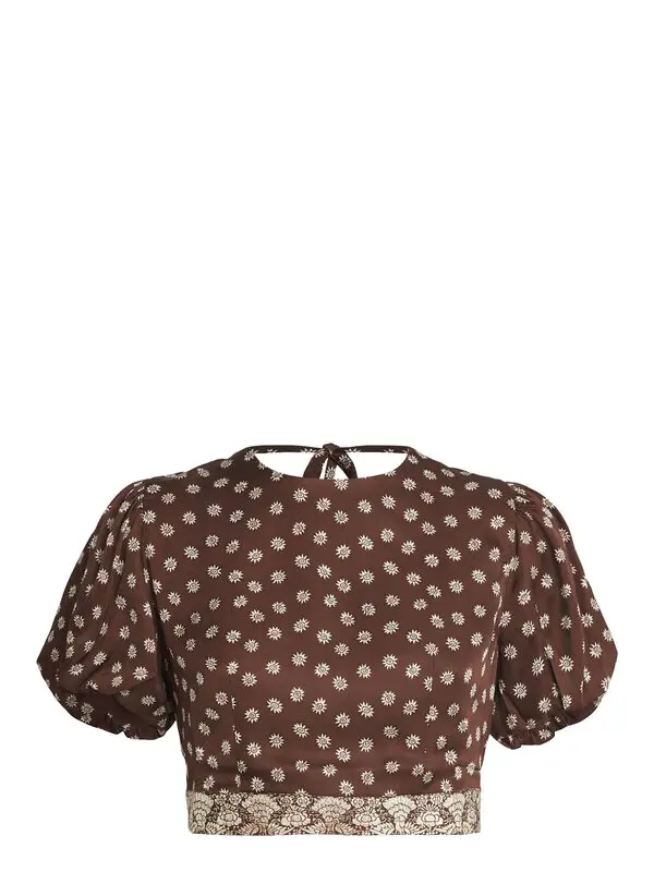 Claudie Pierlot Printed Cropped Blouse - Black