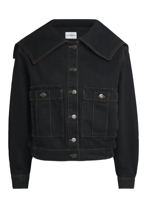 Claudie Pierlot Contrast-stitch Denim Jacket - Black