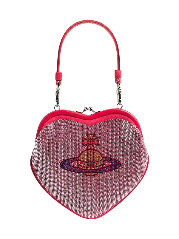 VIVIENNE WESTWOOD Embellished Leather Heart Frame Purse - Pink