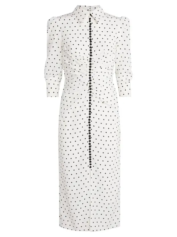 Carolina Herrera Silk Polka Dot Midi Dress - Ivory