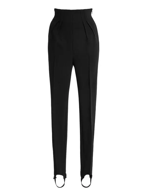 MUGLER High-waisted Wool-blend Slim-leg Trousers - Black