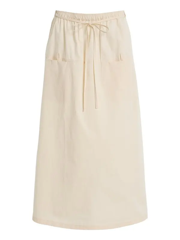 DEIJI STUDIOS Loop Pocket Cotton Maxi Skirt - White