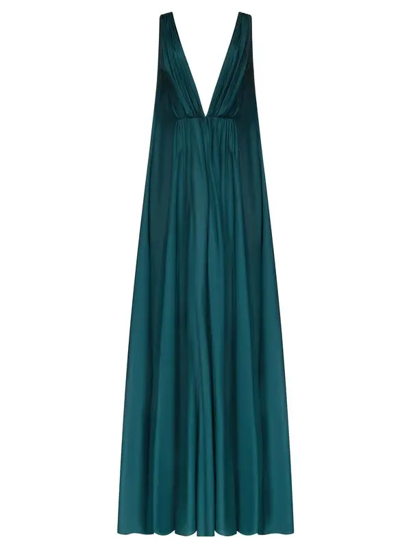 TEMILY Angelina Silk Habotai Maxi Dress - Blue