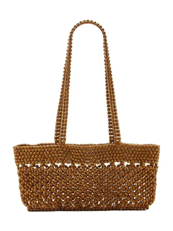 CORDERA Wood-beaded Handbag - Brown
