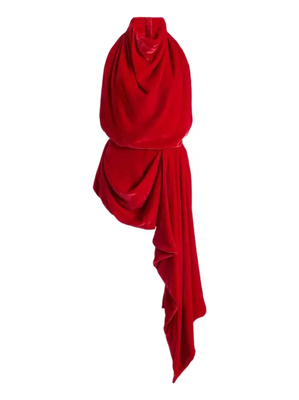Givenchy Draped Open-back Velvet Top - Red