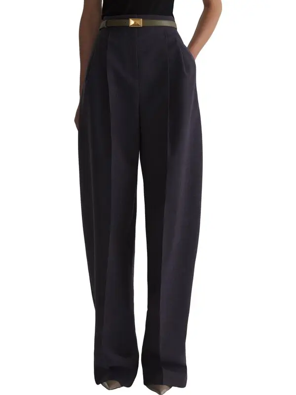 MUGLER Wide-leg Wool Pants - Purple