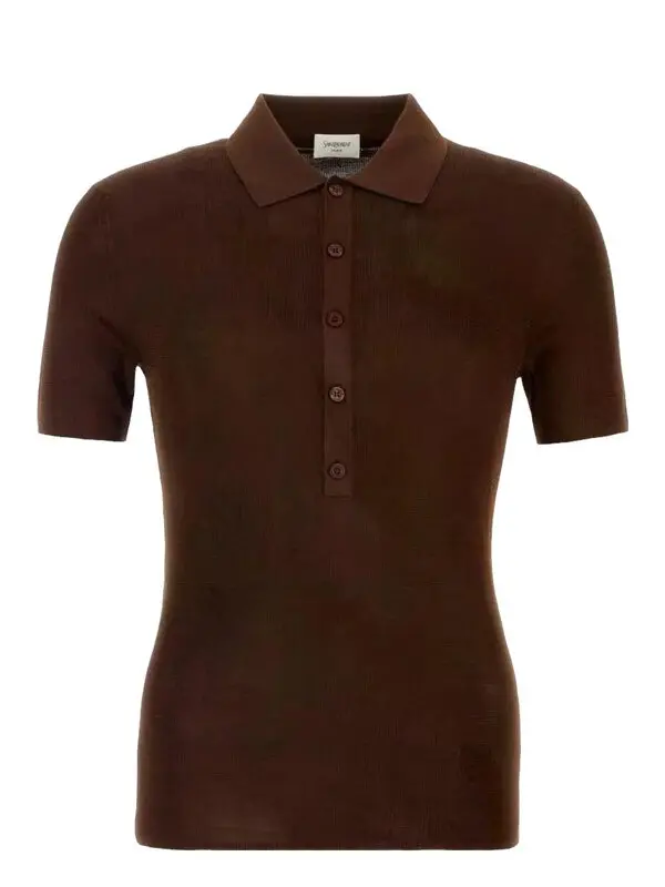 Saint Laurent Buttoned Polo Shirt - Brown