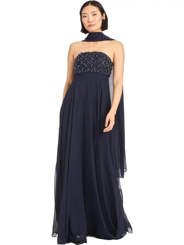Sachin & Babi Embellished Strapless Gown - Midnight