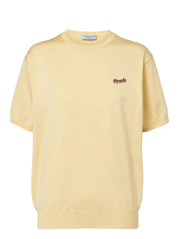 Prada Logo Silk-blend Top - Yellow