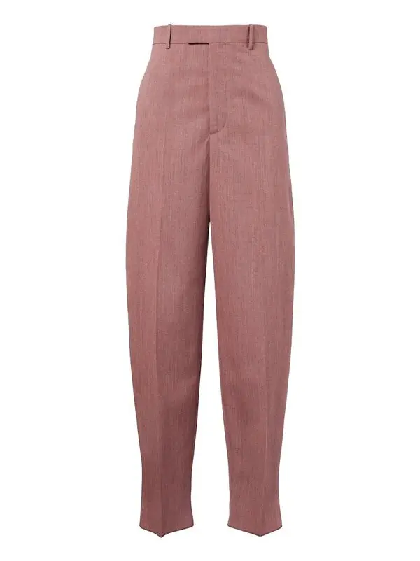 Bottega Veneta Wool And Linen-blend Tapered Pants - Pink