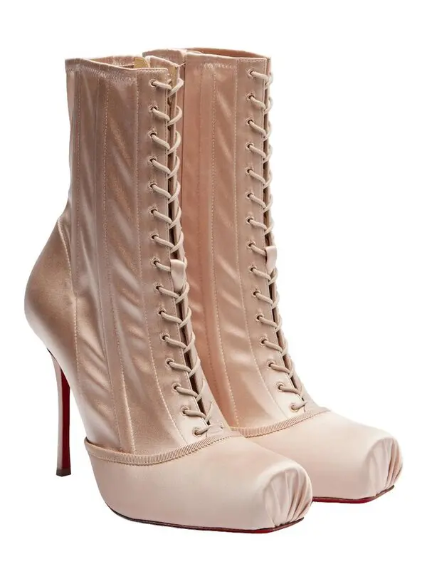 CHRISTIAN LOUBOUTIN Pavlova Crêpe Satin Ankle Boots - Pink