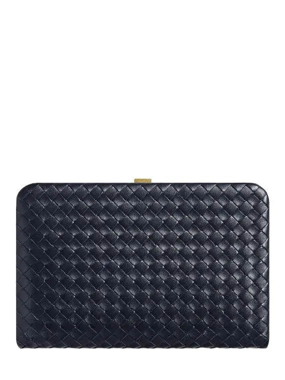 Bottega Veneta Intrecciato Nappa Leather Clutch - Midnight