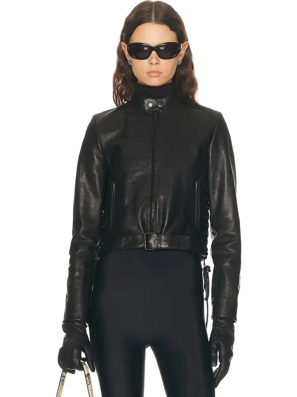 Balenciaga Lace Up Biker Jacket - Black