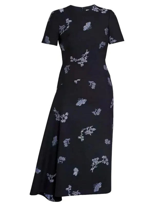 Erdem Draped Floral Midi Dress - Blue
