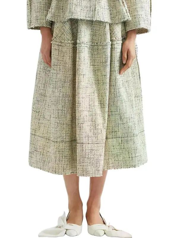 Erdem Ruffled A-line Midi Skirt - Neutrals