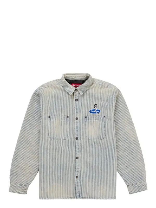 Supreme Quilted Lined Denim Snap Shirt - Stripe