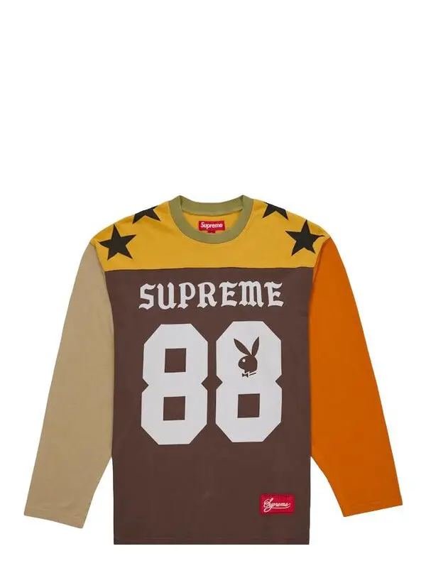 Supreme Playboy Long Sleeve Football Top - Brown