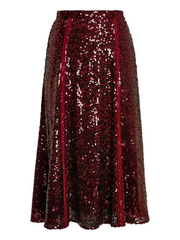 Erdem Sequin A-line Skirt - Red