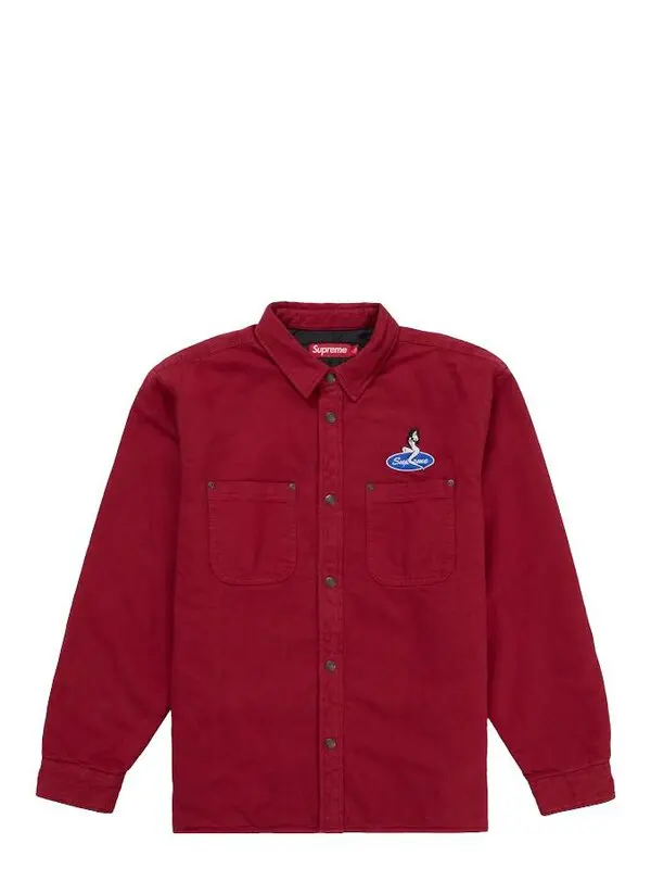 Supreme Quilted Lined Denim Snap Shirt - Red