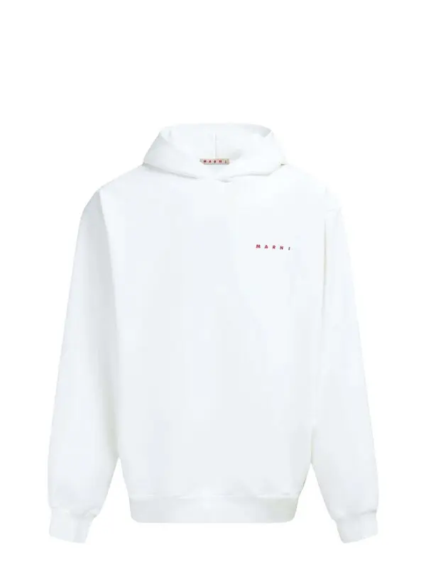 Marni Wrinkled Logo Organic Cotton Hoodie - White