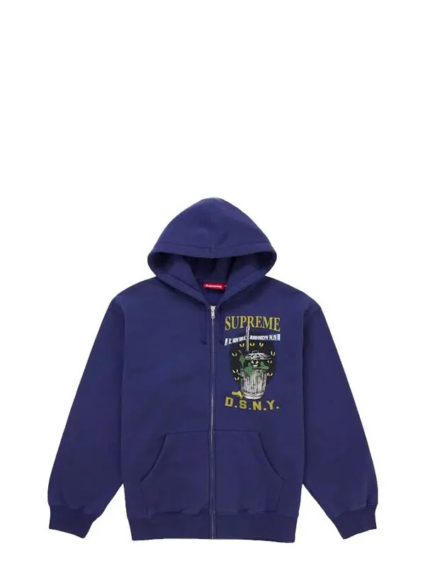 Supreme Zip Up Hooded Sweatshirt - Washed Navy Blue