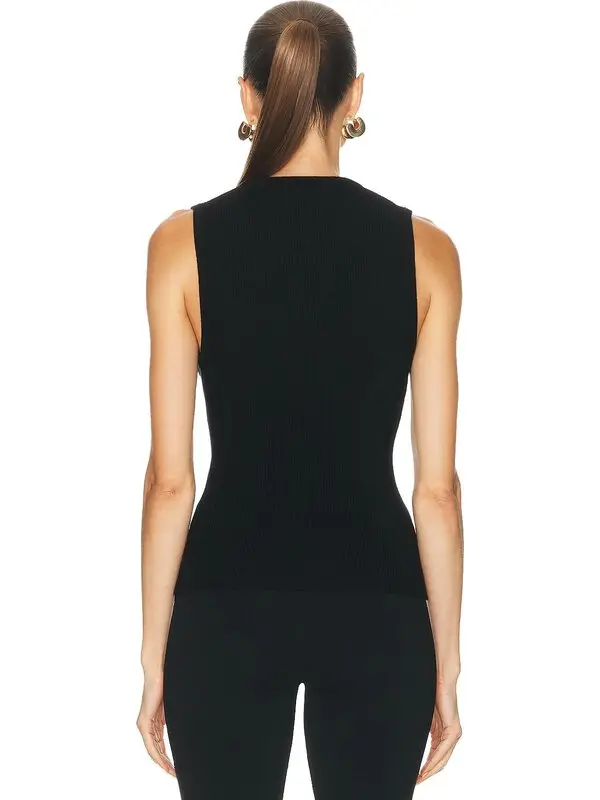 EAVES X Jasmine Tookes Susen Rib Knit V-neck Top - Black