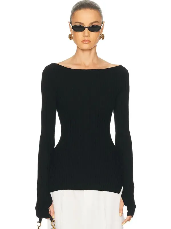 EAVES X Jasmine Tookes Nichole Rib Knit Long Sleeve - Black