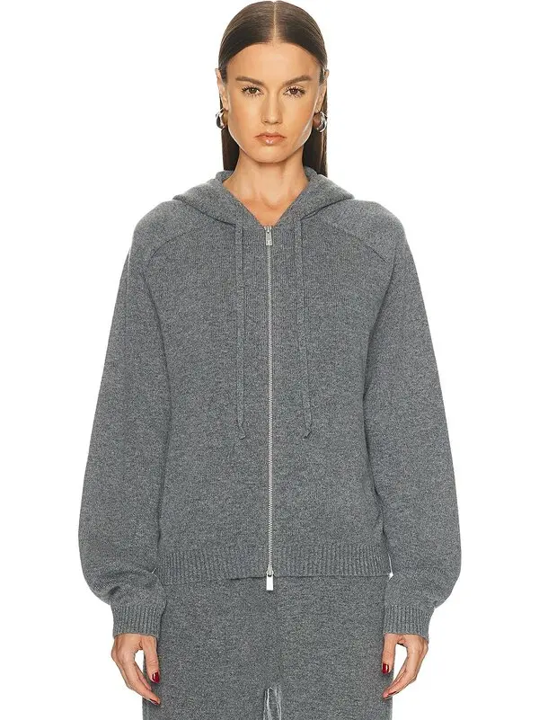 EAVES X Jasmine Tookes Milah Wool Cash Zip Up - Dark Heather Grey