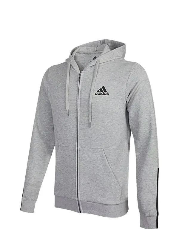 Adidas 3-stripes Zip-front Hoodie - Grey