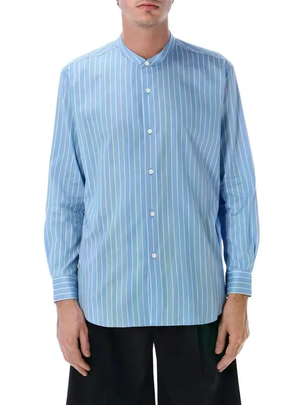 Auralee Stand-collar Striped Shirt - Blue