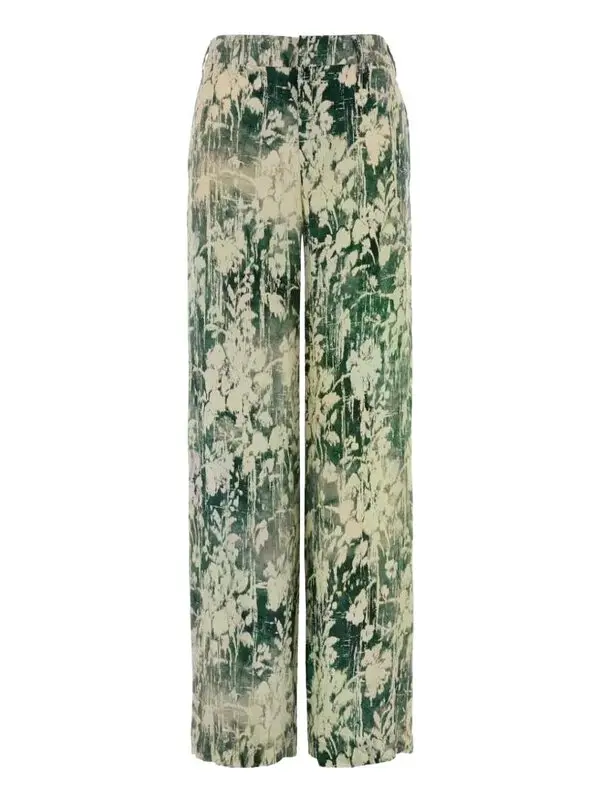 PT TORINO Printed Satin Wide-leg Trousers - Green